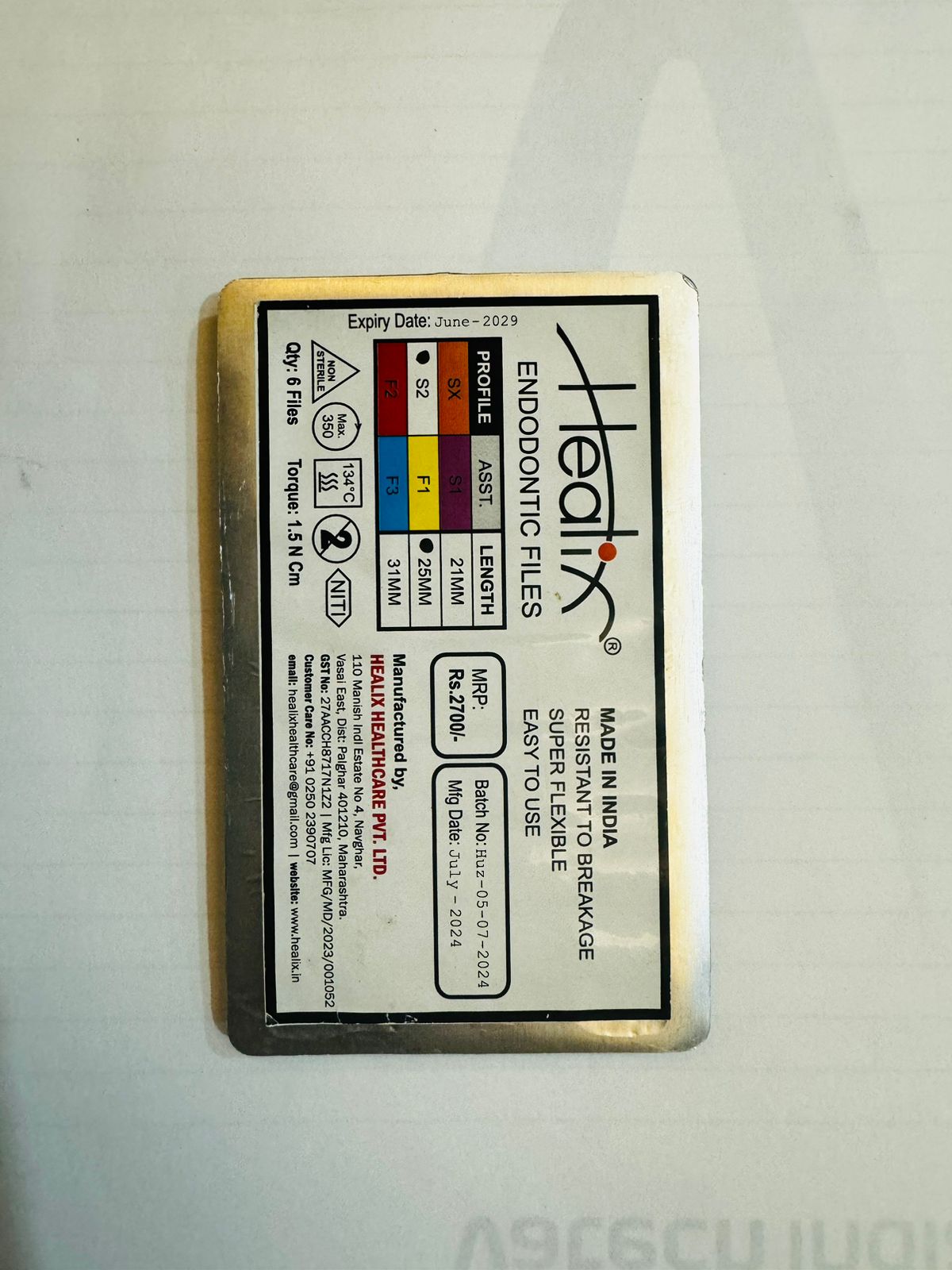 Buy Healix Conmem Pro Gold Rotary Dental Files S2 25mm Online at Best ...