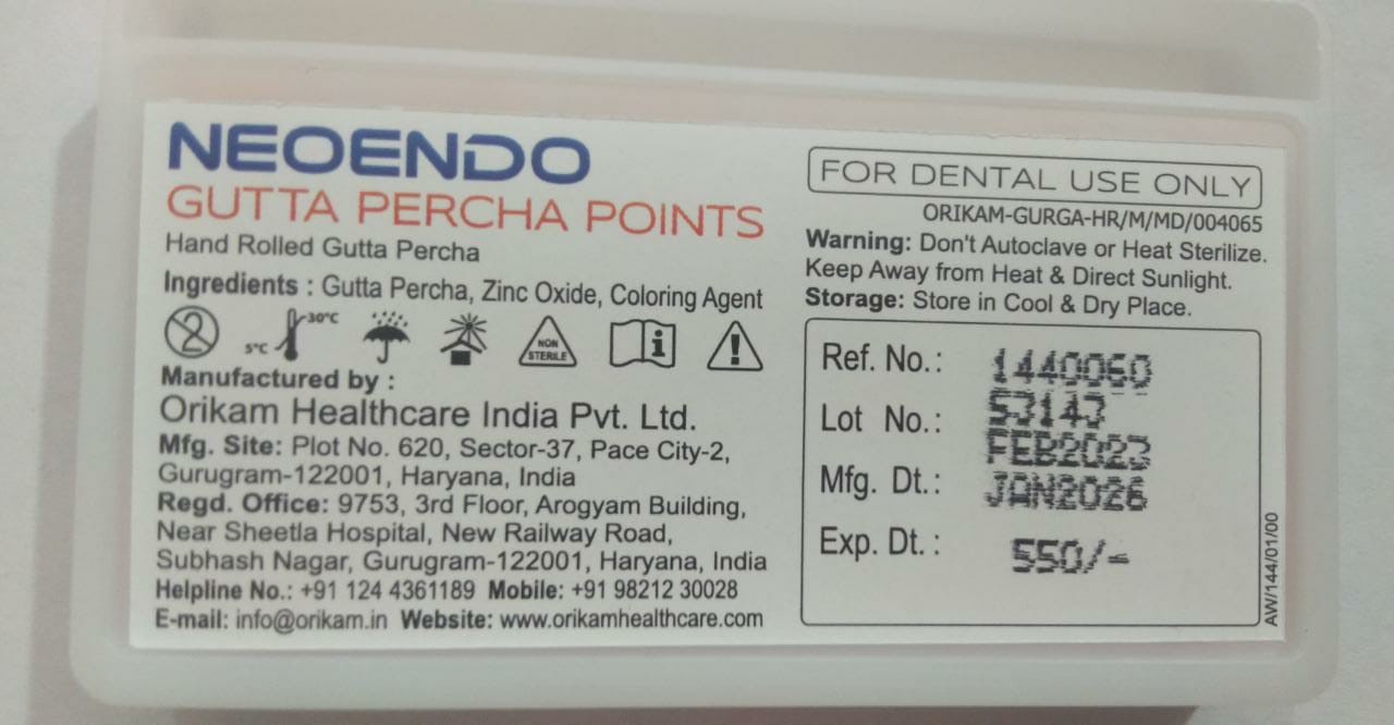 Buy Neoendo Gutta Percha Points 30 4% Online at Best Prices | Dentganga.com