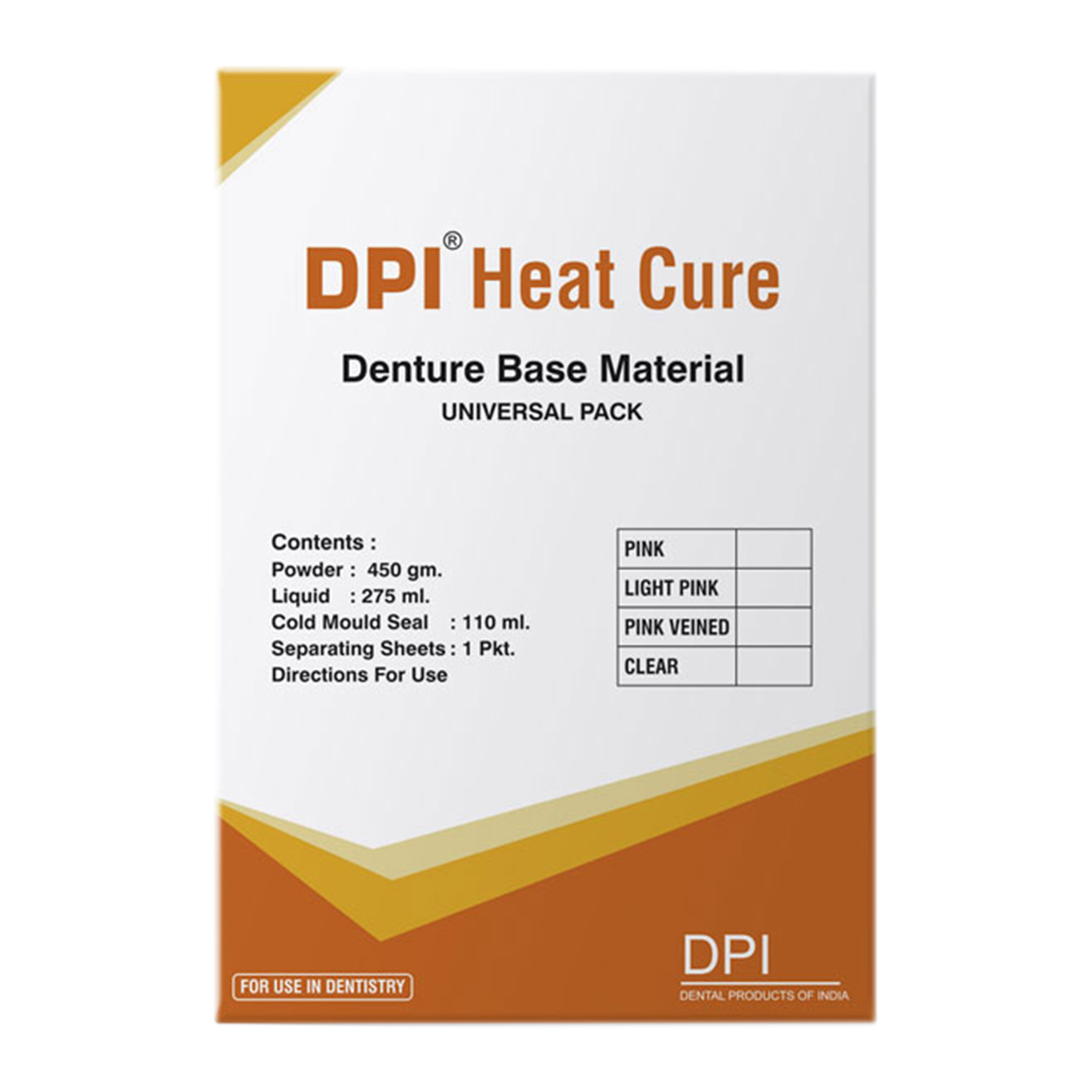 Buy DPI Heat Cure Denture Base Material 450GM