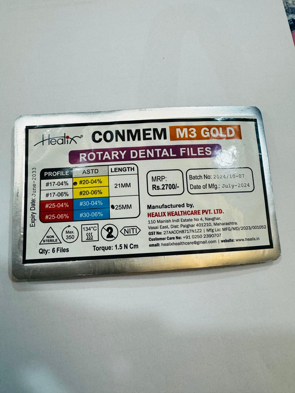 Buy Healix Conmem Pro Gold Rotary Dental Files20-04% 25mm Online at ...